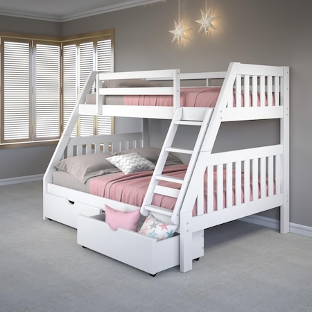 Donco PD-1018-3TFW-505 Twin Over Full Mission Bunk Bed with Dual ...