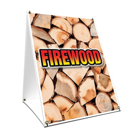 Signmission Firewood, 24 Inch x 18 Inch A-frame Yard Sign, Plastic Sign ...