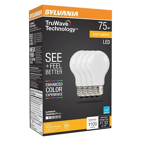Sylvania LED Bulb, General Purpose, A19 Lamp, 75 W Equivalent, E26 Lamp ...
