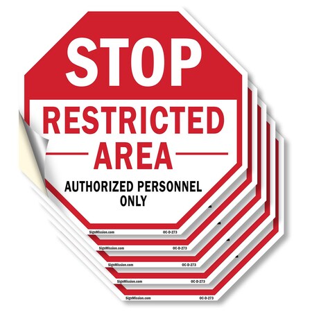 Signmission Stop Restricted Area Authorized Per, 4 inch X 4 inch, Vinyl ...