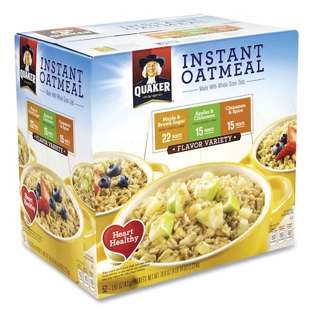 Quaker Instant Oatmeal, Assorted Varieties, 1.51 oz Envelope, 52/Carton ...