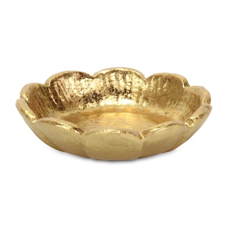 Homeroots 5in Gold Cast Iron Handmade Round Trinket Tray 634786 | Zoro