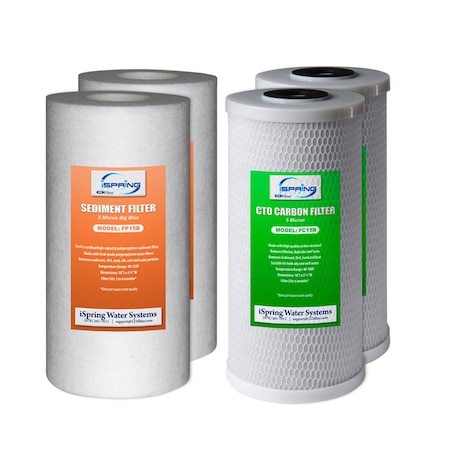 Ispring Sediment and CTO Water Filter Replacement Set 4PK F4WGB21B | Zoro