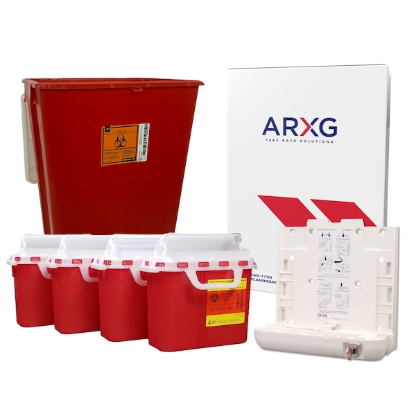 Arxg 18gal Mail-In Take Back Sharps Container, 5.4qt Sharps Container ...