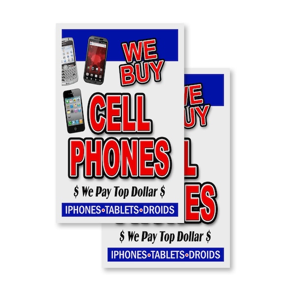 Signmission We Buy Cell Phones, Vinyl Decals Only 24 Inch x 36 Inch ...