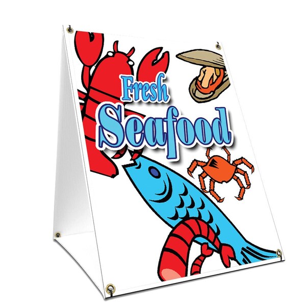 Signmission Fresh Seafood, 24 Inch x 18 Inch A-frame Yard Sign, Plastic ...