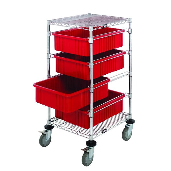 Quantum Storage Systems WIRE RACK CART WITH DG BINS BC212445M3RD | Zoro