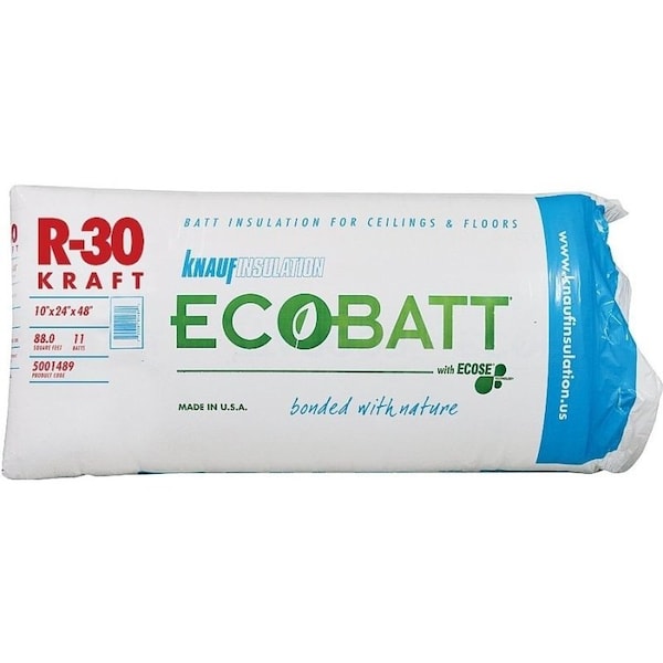 Knauf Insulation Insulation, 48 in L, 24 in W, R30 RValue, Fiberglass ...