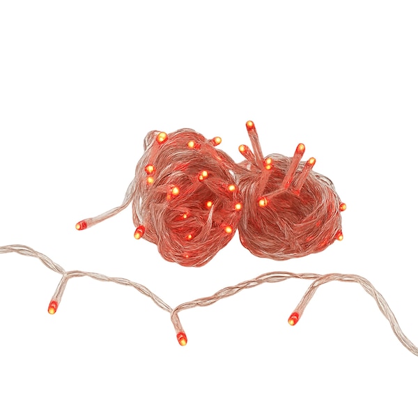 Elegani 100 LED String Red Lights with Clear Wire - 33ft Plug-In Indoor ...