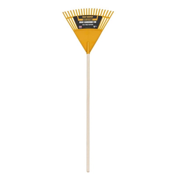 True Temper Poly Poly Junior Kids Leaf Rake, 20 Tines, 55-3/4 in L Wood ...