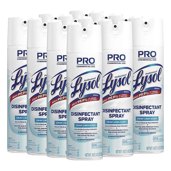Lysol Disinfectant Spray, 19 oz. Aerosol Spray Can, Linen, 12 PK REC ...