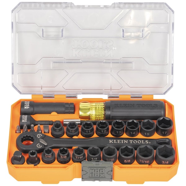 Klein Tools KNECT Essential Pass Through Impact Socket Set, SAE, Metric ...