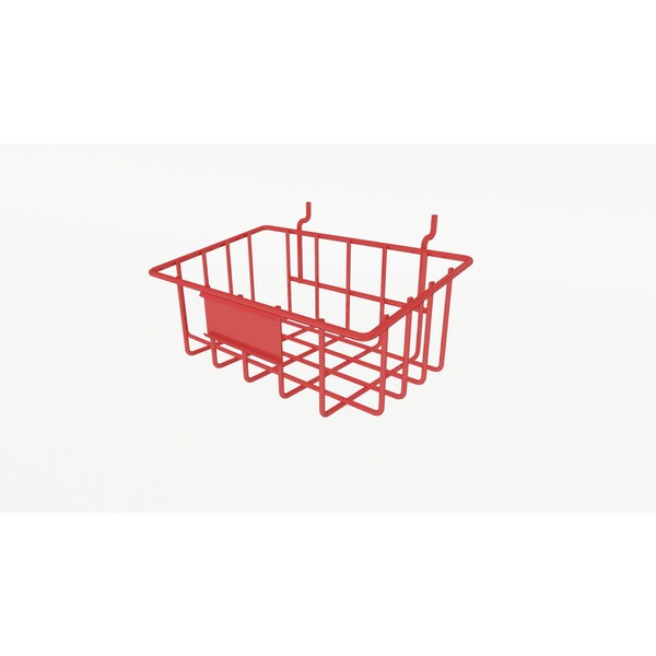 Angola Wire Products Slanted Pegboard Wire Basket with Name Plate, Red ...