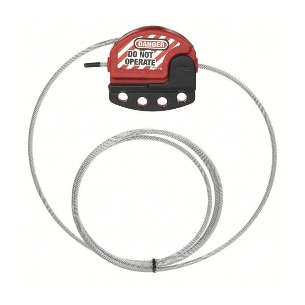 Master Lock Adjustable Cable Lockout, 3 ft L, 4 Locks Max, Red ...