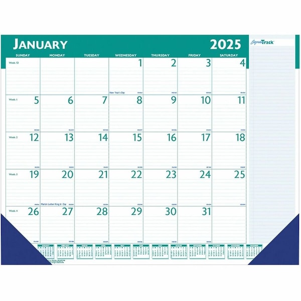House Of Doolittle 13 Month Calendar Desk Pad, 22'' x 17'', Teal ...