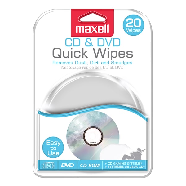 Maxell CD/DVD QUICK DISC MEDIA DRY CLEANING WIPES 20pcs 190511 | Zoro