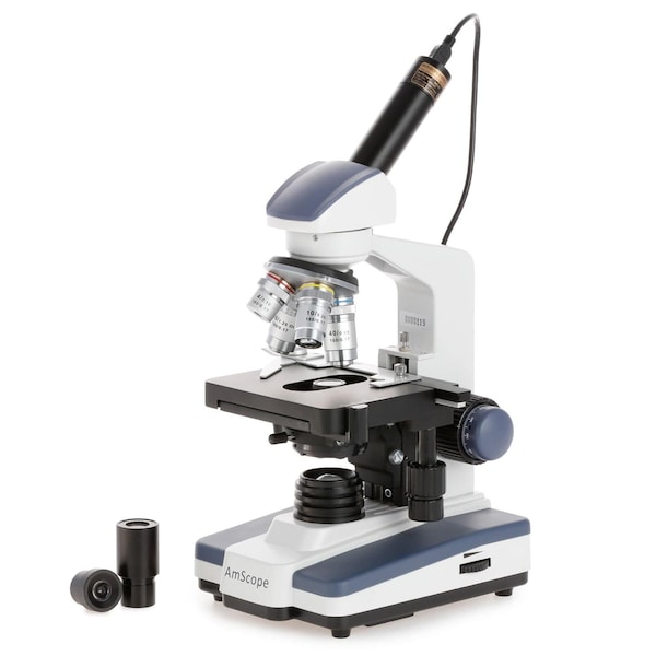 Amscope 40X-2500X LED Digital Monocular Compound Microscope w 3D Stage +1.3MP USB Imager M620C ...
