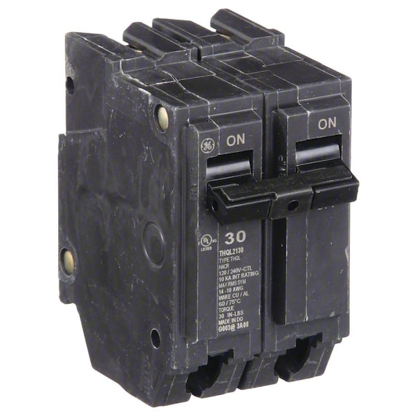 GE INDUSTRIAL SOLUTIONS 30A, 2 pole Circuit Breaker, THQL, 120/240V AC ...