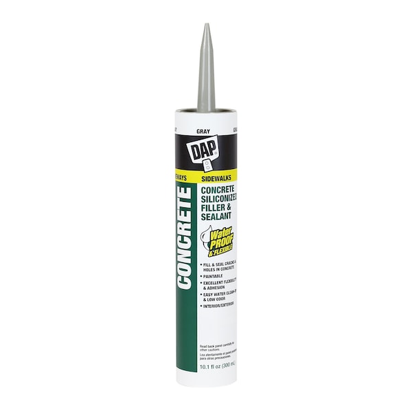 Dap Crack Filler, 10.1 oz, Cartridge, Gray, Silicone Base, Concrete Watertight 18096 | Zoro