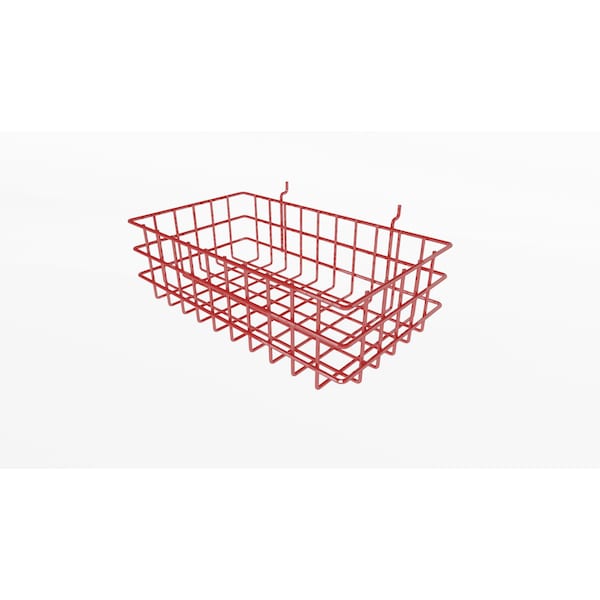 Angola Wire Products Pegboard or Slat Wall Wire Basket, Red Powder Coat ...