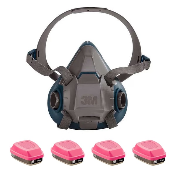 3M Half Mask Respirator Kit, 4 Cartridges Included, Organic Vapor (OV ...
