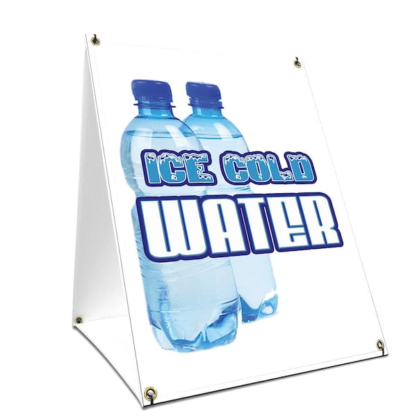 Signmission Ice Cold Water, 24 Inch x 18 Inch A-frame Yard Sign ...