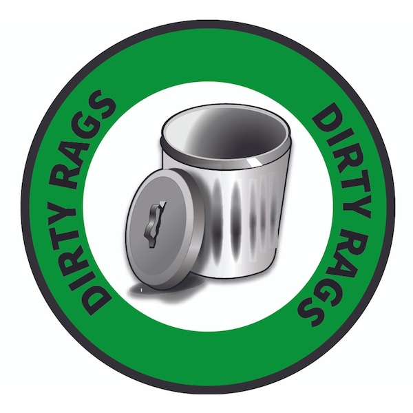 5S Supplies Dirty Rags Floor Sign 36in Diameter Non Slip Floor Sign FS ...