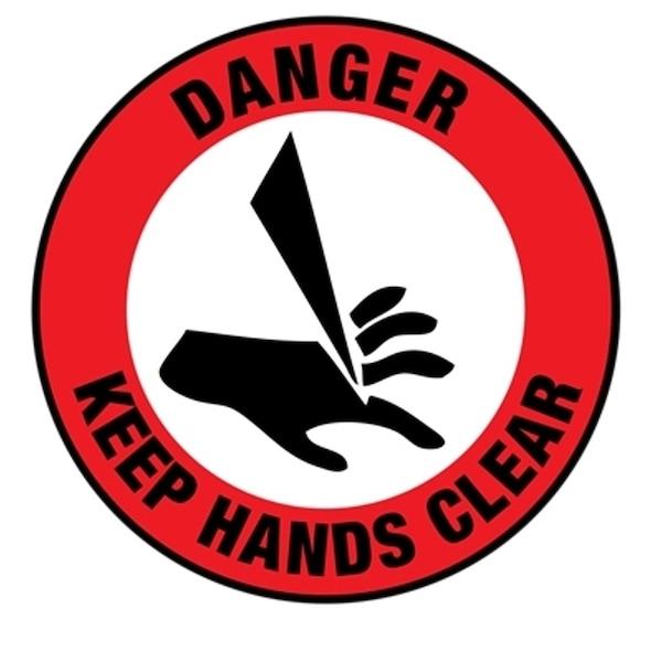5S Supplies Danger Keep Hands Clear Floor Sign 18in Diameter Non Slip ...