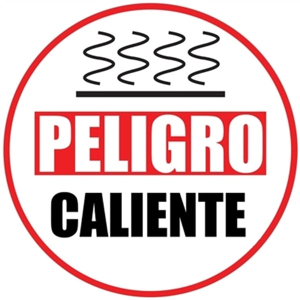 5S Supplies Danger Hot Floor Sign Spanish 24in Diameter Non Slip Floor ...