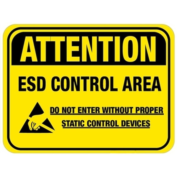 5S Supplies Attention ESD Control Area yellow backgorund 20in Diameter ...