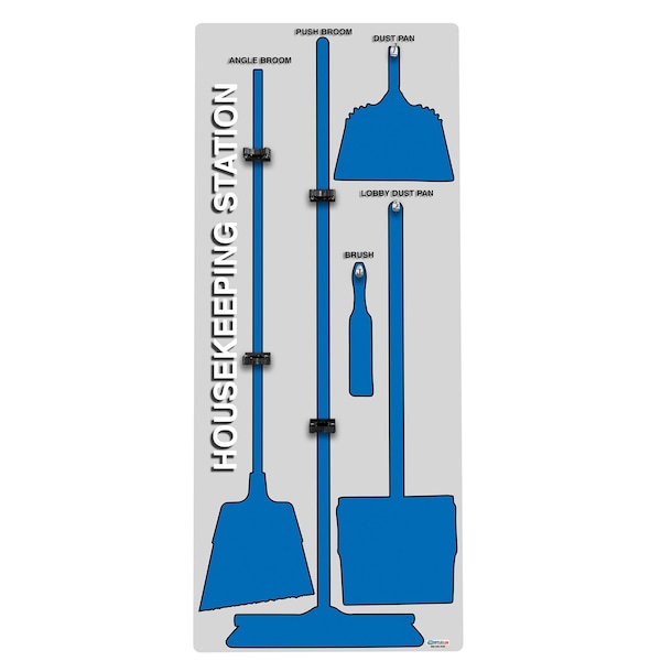 5S Supplies 5S Housekeeping Shadow Board Broom Station Version 1 - Gray ...
