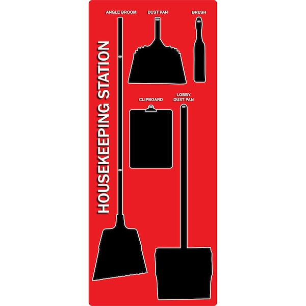 5S Supplies 5S Housekeeping Shadow Board Broom Station Version 12 - Red ...