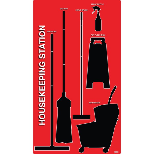 5S Supplies 5S Housekeeping Shadow Board Broom Station Version 18 - Red ...