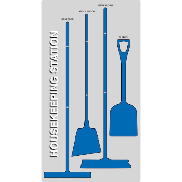 5S Supplies 5S Housekeeping Shadow Board Broom Station Version 6- Gray ...