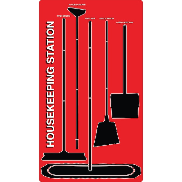 5S Supplies 5S Housekeeping Shadow Board Broom Station Version 9 - Red ...