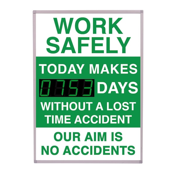 5S Supplies Digital LED Safety Scoreboard Signs with Frame, Work Safely ...