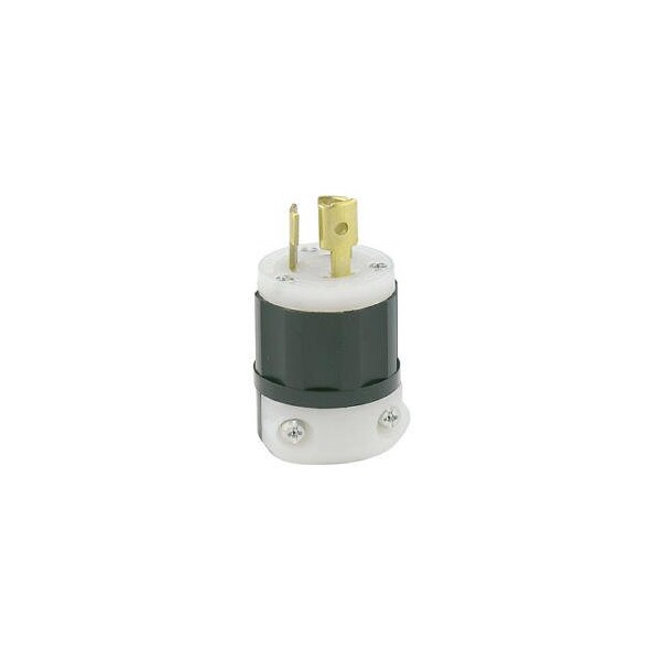Leviton Locking Plug, L5-15P, 15 A, 125V AC, Single Phase, 2 Pole, Screw Terminals, Black, White ...