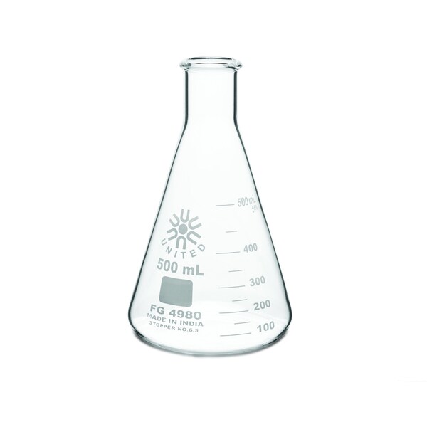 Zoro Select Erlenmeyer Flask, 500 mL, Conical, PK6 FG4980-500 | Zoro