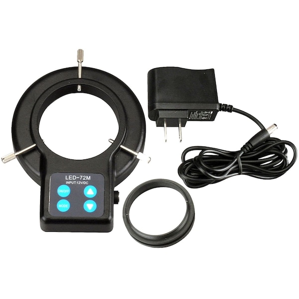 Amscope 72 LED Compact Four-Zone Microscope Ring Light with Adapter LED ...
