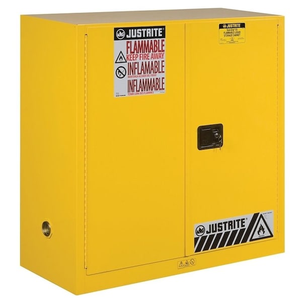 Justrite Storage Cabinet, 44 in H, 43 in W, Yellow, 1 Shelves 893000 | Zoro