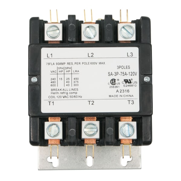 Brah Electric Definite Purpose Contactor, 480 V, 3 P, Non-Reversing, 3 ...