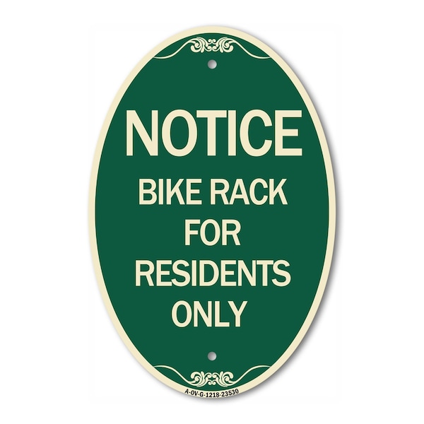 Signmission Notice Sign Bike Rack for Residents Only, 12 In X 18 In ...