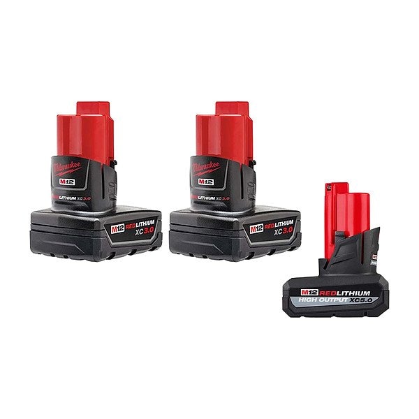 Milwaukee Tool M12 RDL Battery 2PK + HO XC5.0 Battery 48-11-2412, 48-11 ...