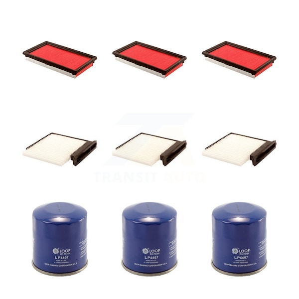 Pur 3x Air + 3x Cabin + 3x Engine Oil Filter 9 Total Kit For Nissan ...