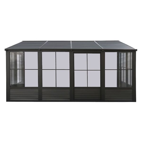 Gazebo Penguin Florence Wall Mounted Solarium 10x16 Metal Roof in black ...