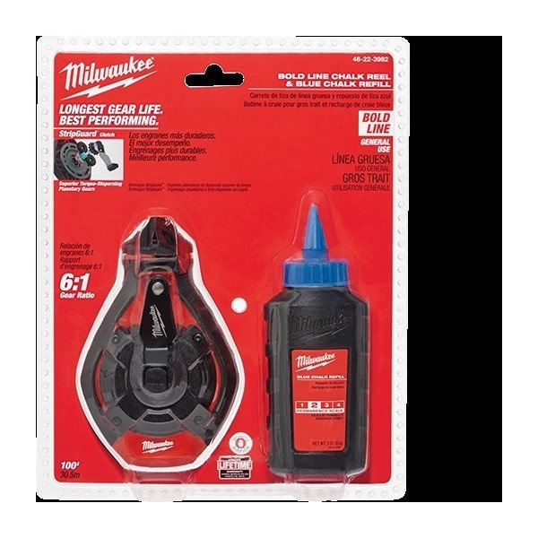 Milwaukee Tool Chalk Line Reel, Braided, 100 ft L 48-22-3982 | Zoro