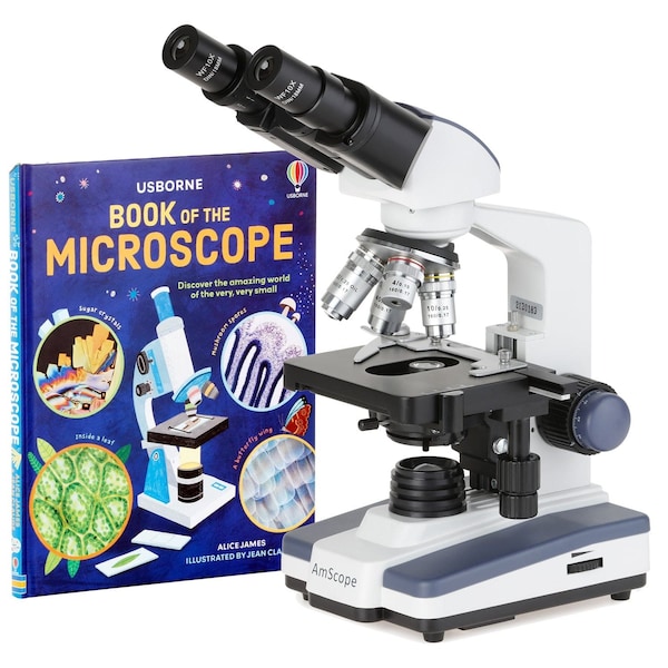 Amscope B120 Binocular Compound Microscope 40X-1600X w/LED, Siedentopf ...