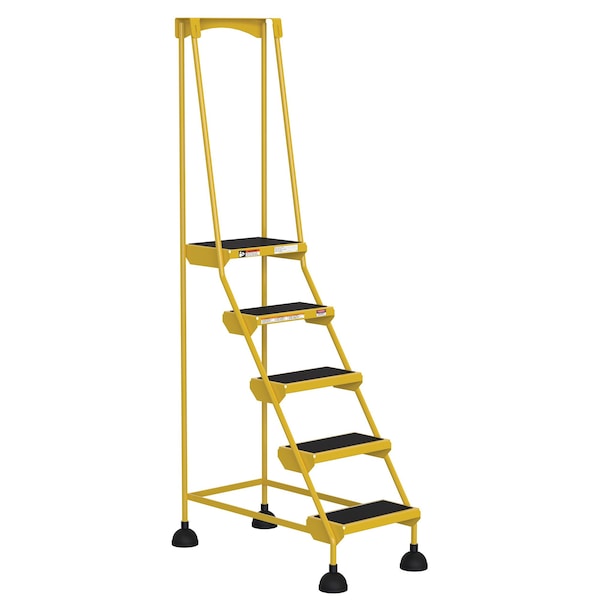 Vestil 82.4375 H Steel Commercial Spring Loaded Rolling Ladder, 5 Steps ...