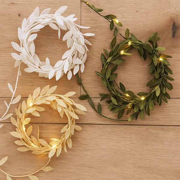 Elegani 20 LED Leaf Vine Fairy Lights - 7.8ft Green Copper Wire String ...