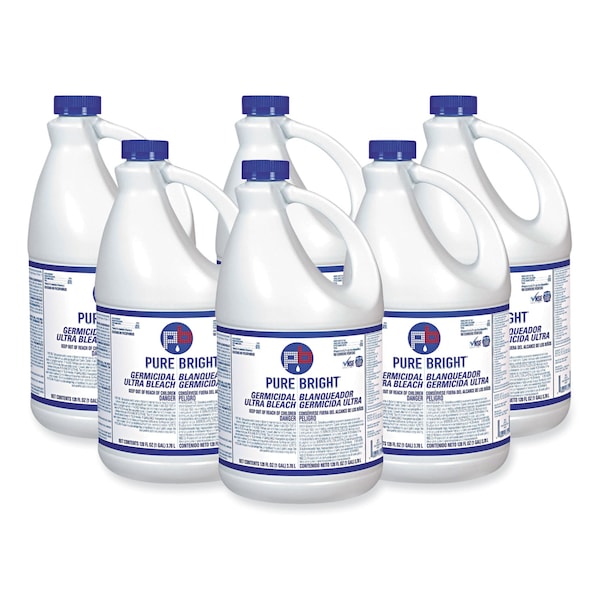 Pure Bright Germicidal Bleach, Bottle, 1 gal, Concentrated Formula ...